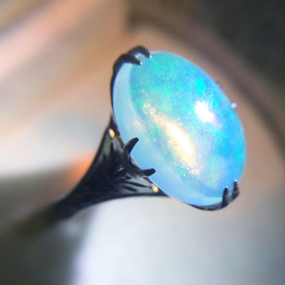 1930s Antique Natural Water Opal Ring Metal: WCN (White Coin) US:5.25 ...