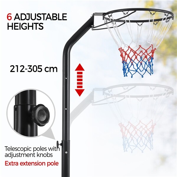 Netball Hoop Post Portable Height Adjustable Free Standing Netball Hoop ...