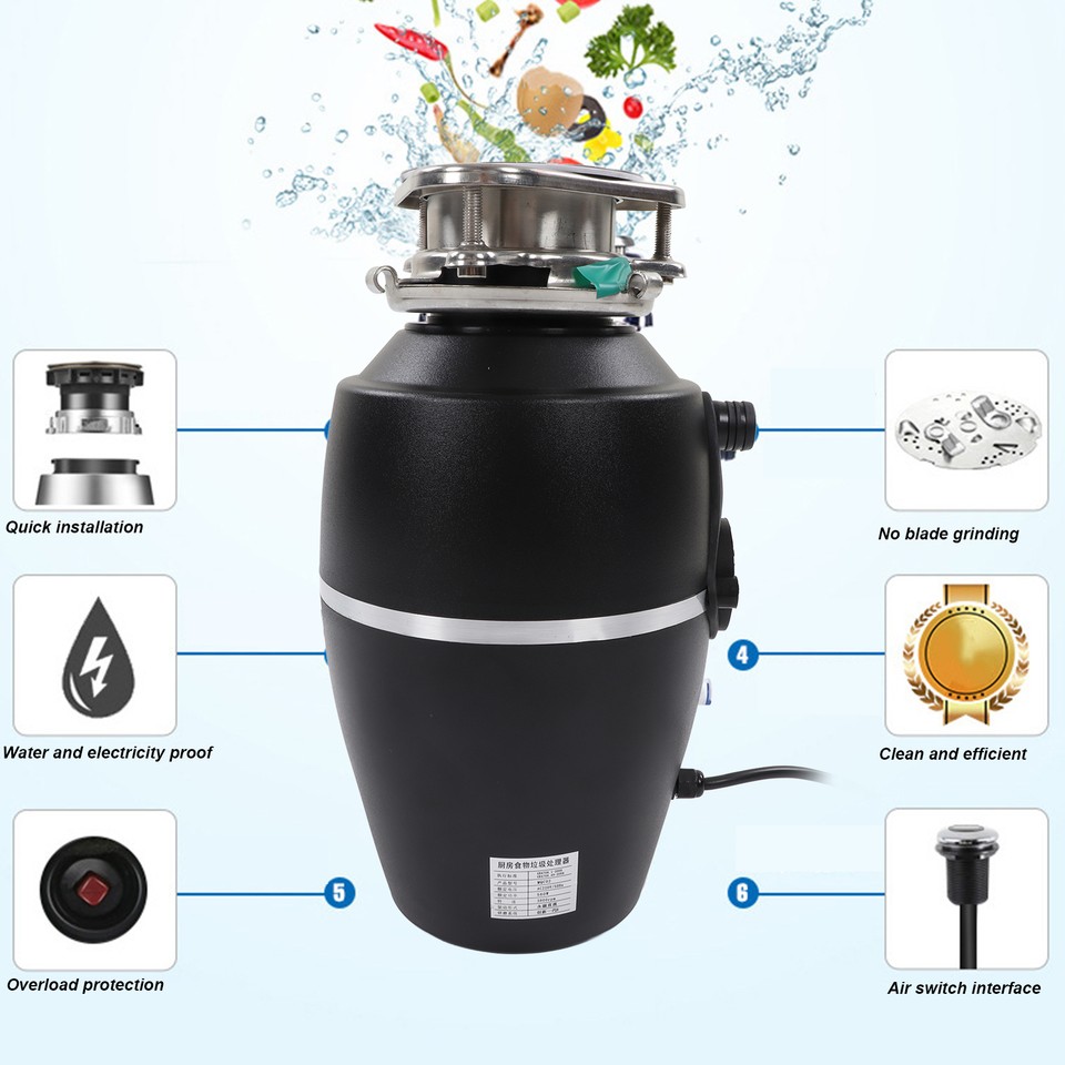1300ML 110V Kitchen Waste Disposer Garbage Disposal Machine Crusher ...