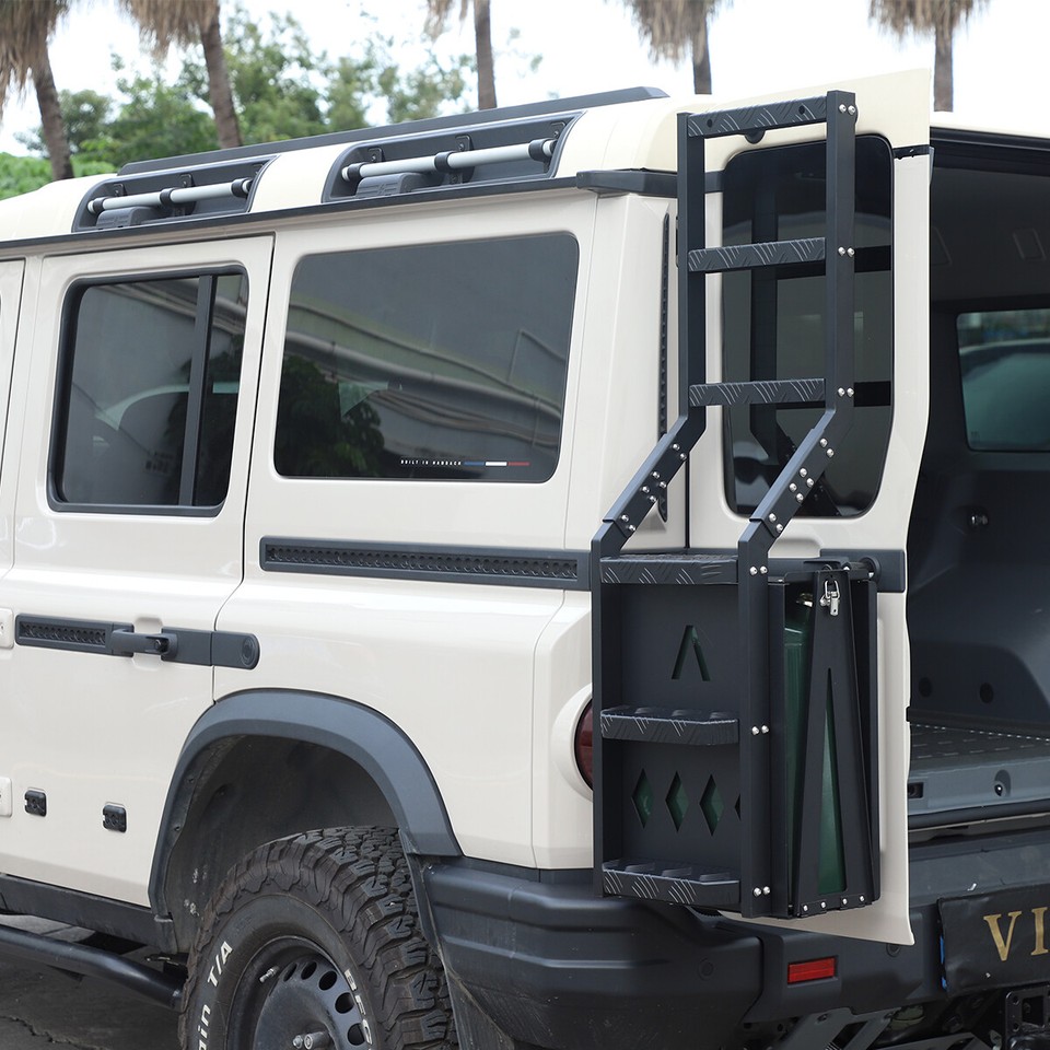 Rear Tailgate Door Ladder Climbing W/ fuel tank Box For Ineos Grenadier ...