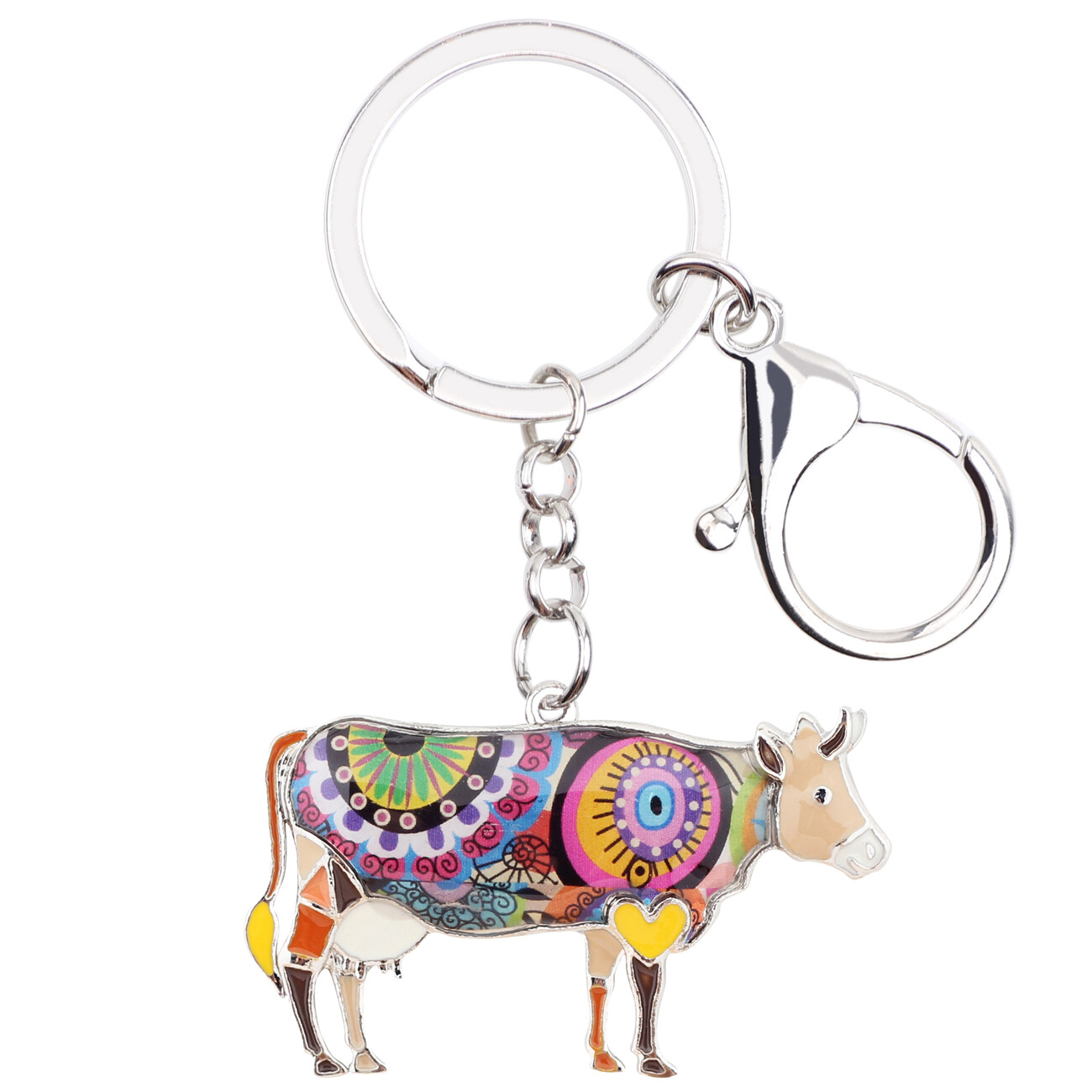 Enamel Alloy Cattle Keychains Bull Car Key Ring Charms Farm Animals ...