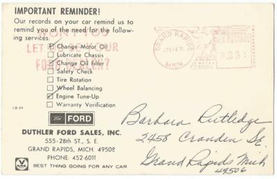 Grand Rapids Michigan MI Duthler Ford Dealer Maintenence Reminder ...