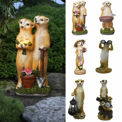 Suricate Figurine Jardin Solaire Déco Lampe Animal Pierre Synthétique ...