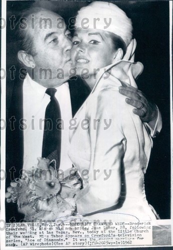1962 Wire Photo Actor Broderick Crawford Weds 2nd Wife Actress Joan ...