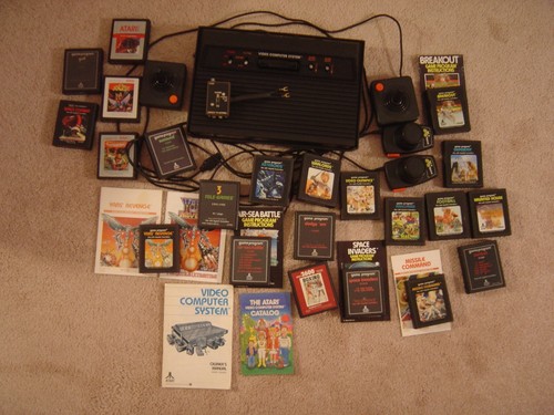 VINTAGE ATARI CX-2600A CONSOLE WITH ATTACHMENTS AND 22 GAMES UNTESTED ...