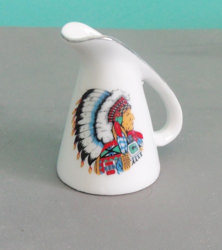 Small Ceramic Pitcher with Indian Head Design | eBay