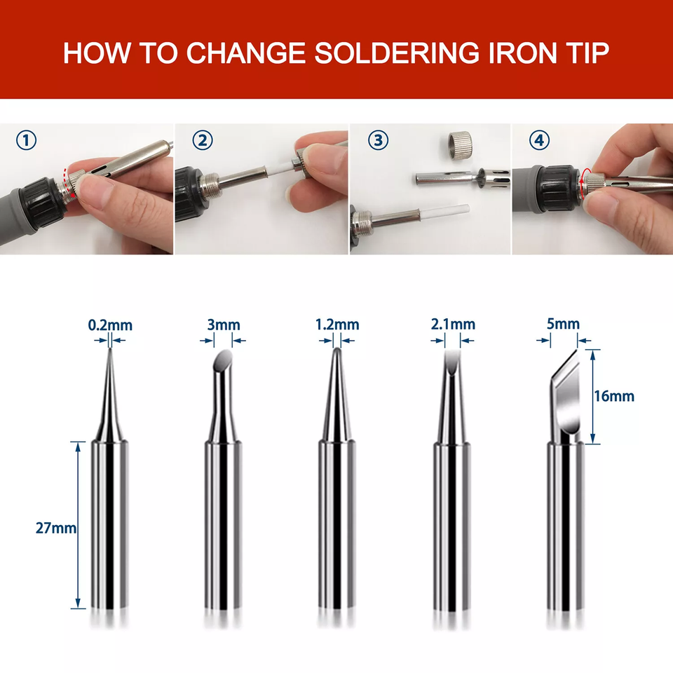 90W Digital Electric Soldering Iron Kit Tempe Adjustable Welding Tool ...