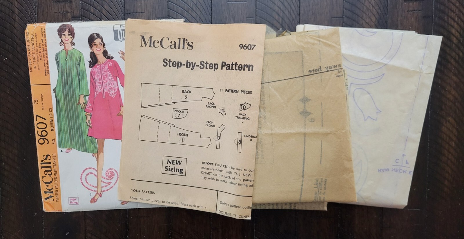Vintage McCall's Rajah Dress in 3 Lengths Pattern #9607 Size MED CUT ...