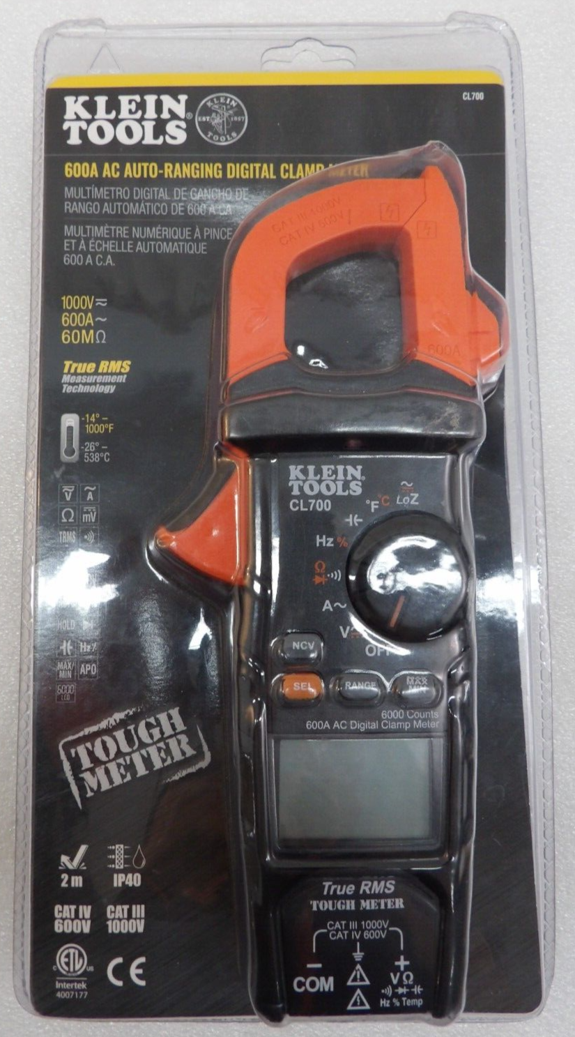 Klein Tools CL700 600A AC Auto Ranging Digital Clamp Meter | eBay