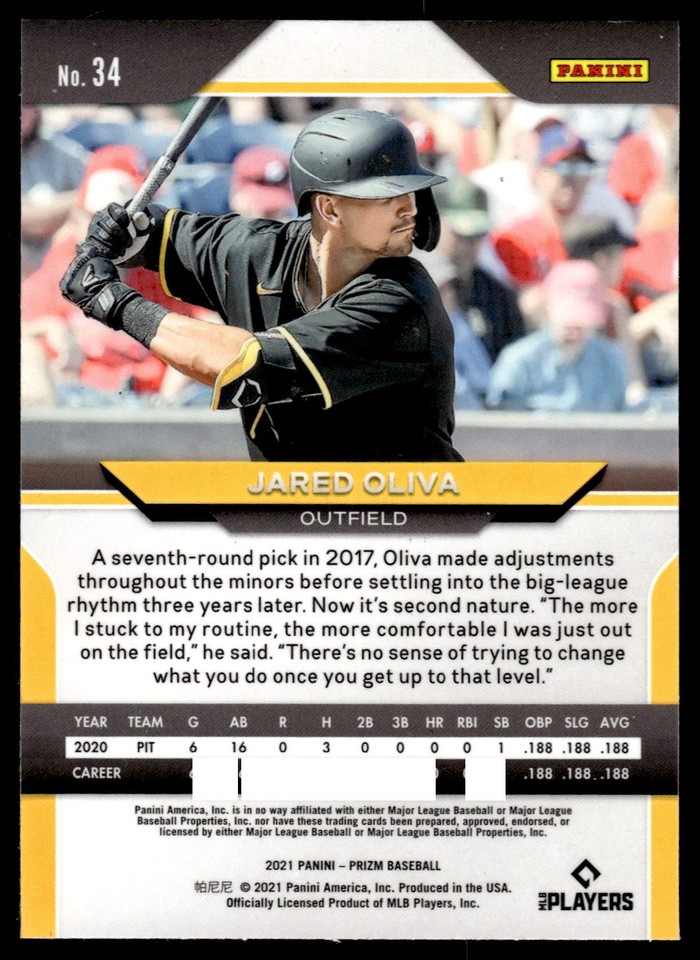 2021 Panini Prizm #34 Jared Oliva NRMT or Better | eBay
