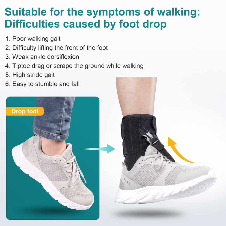 Foot Drop Brace with Shoe Attachment – Adjustable Ankle Support for ...