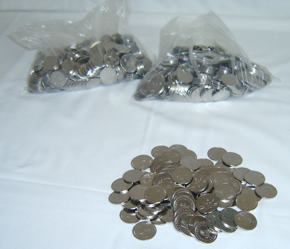 100 STAINLESS LIBERTY/EAGLE PACHISLO SLOT MACHINE COIN TOKENS - BRAND ...