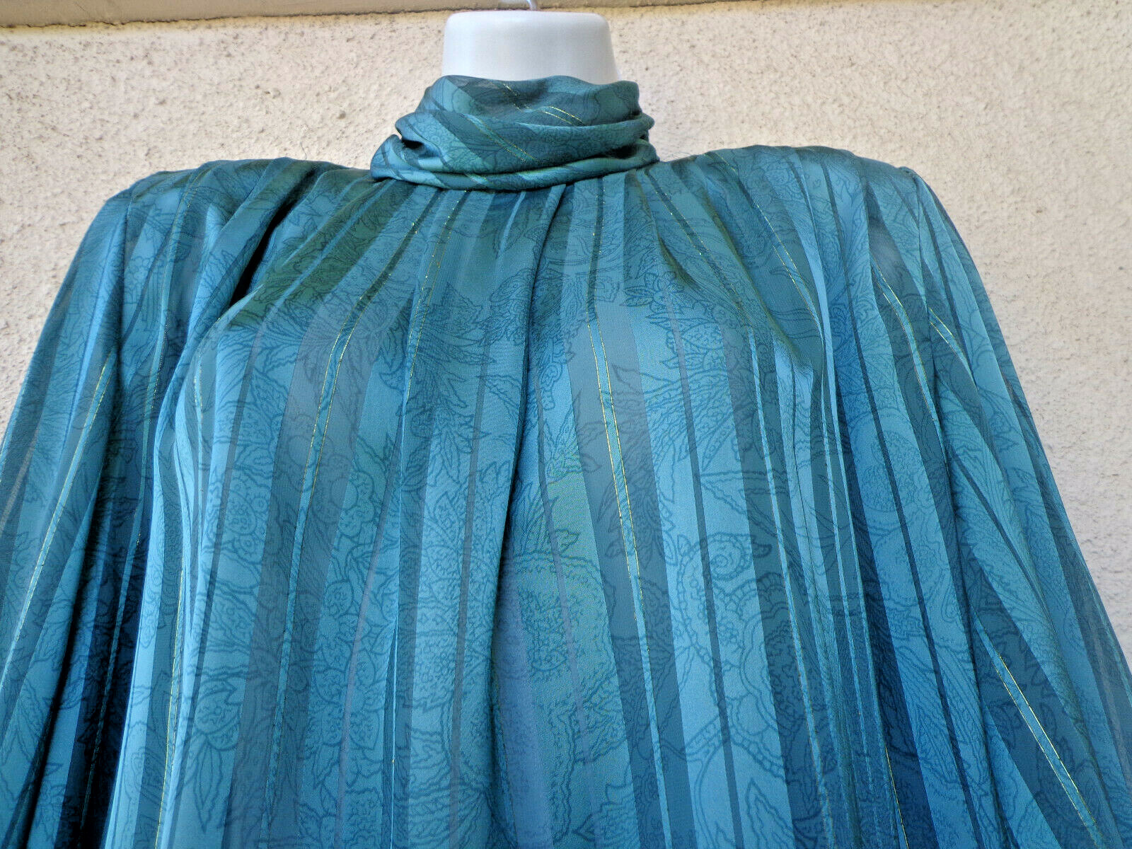 Vintage 80s Green Satin Russian Cossack Style Blouse … - Gem