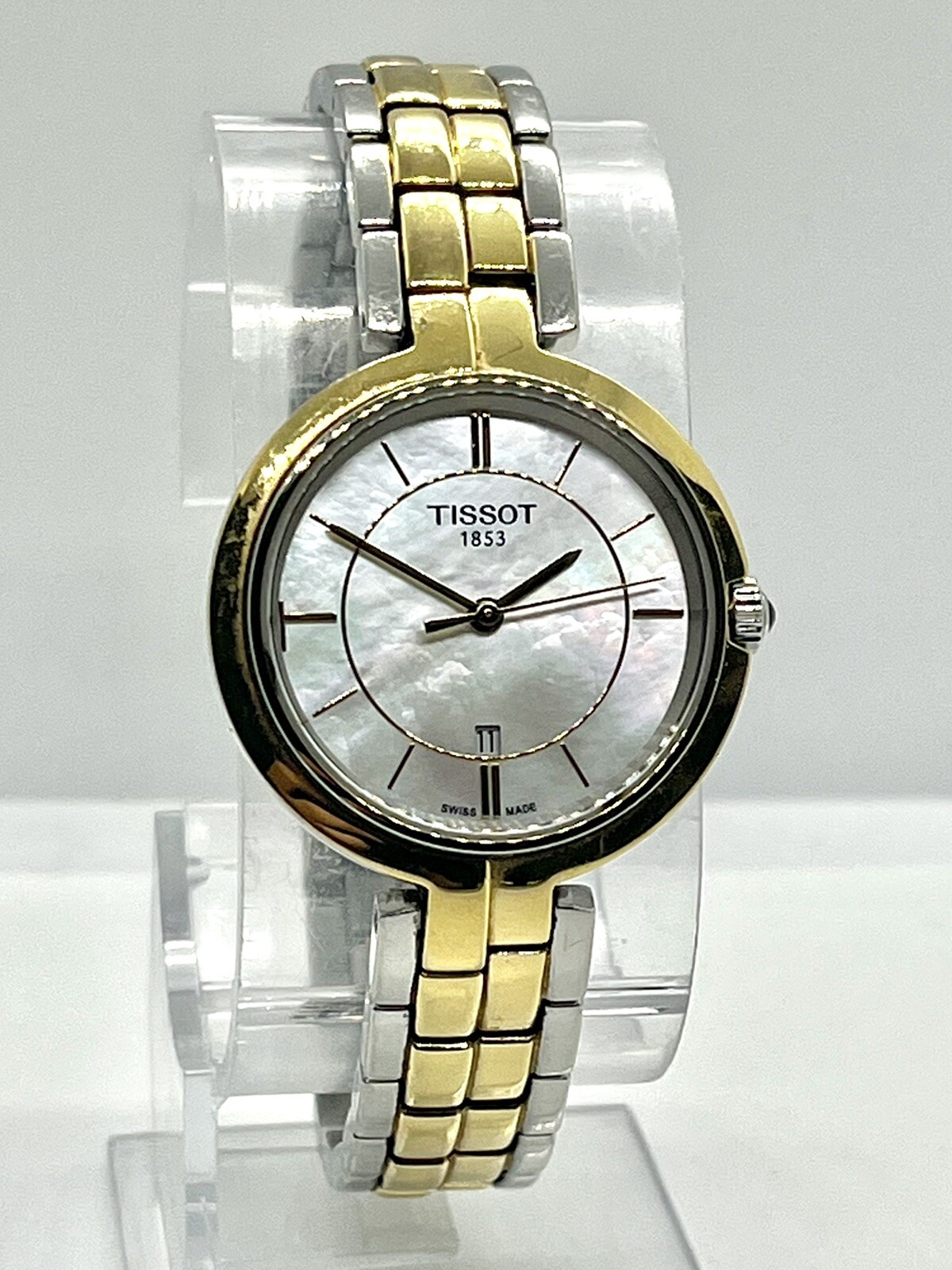 Tissot Women's Flamingo Two Tone Mother of Pearl Dial 30mm Steel Watch ...