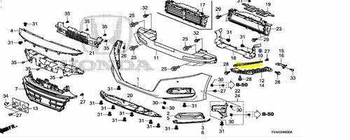 Genuine Honda Garnish R Front Bumper (Upper) 71114-TVA-A00 | eBay