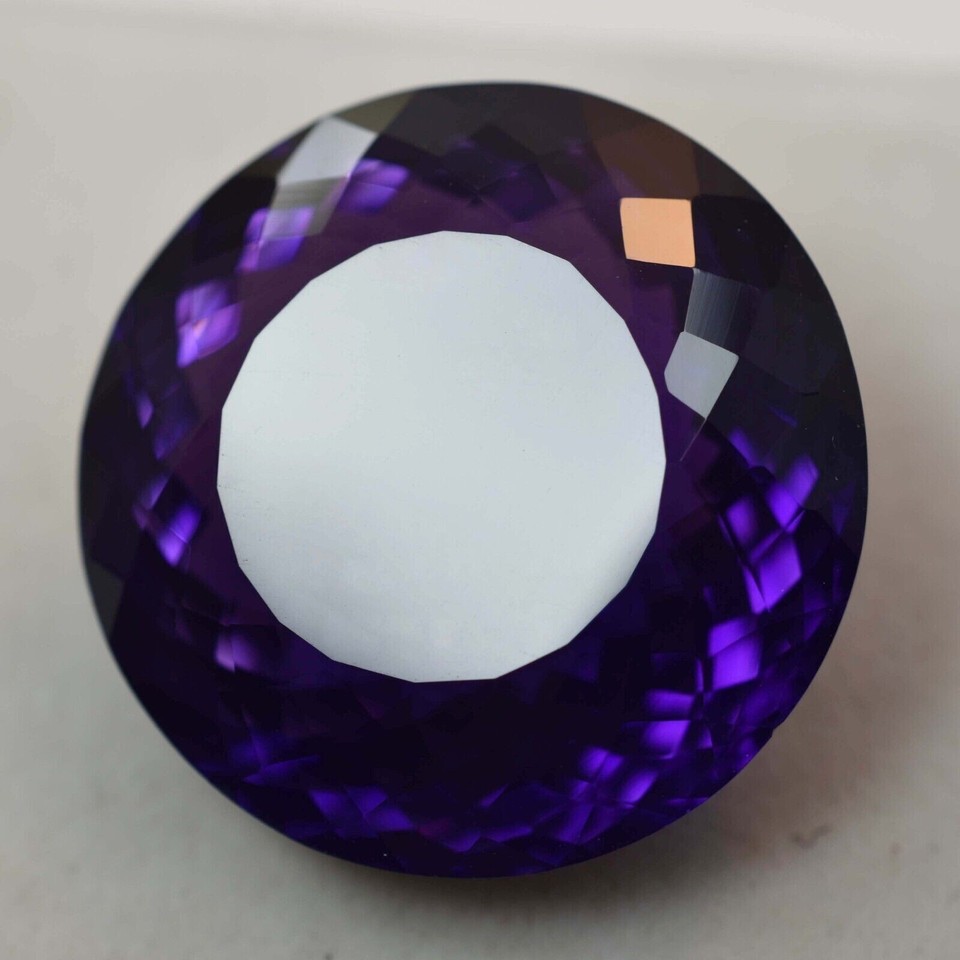 AAA+ 75.30 Ct. Large Purple Amethyst Round Cut Loose Gemstone Gift for ...