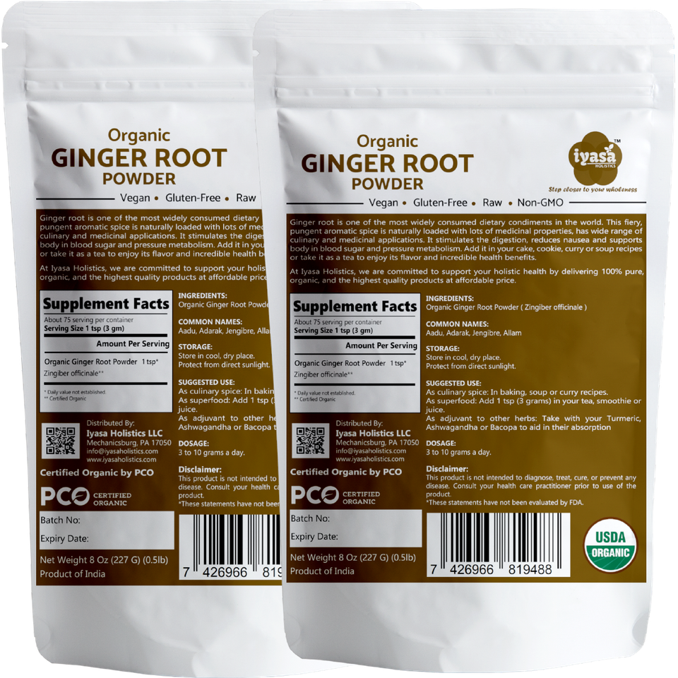 Organic Ginger Root Powder (Zingiber officinale) 4,8,16 oz 1 lb pound ...
