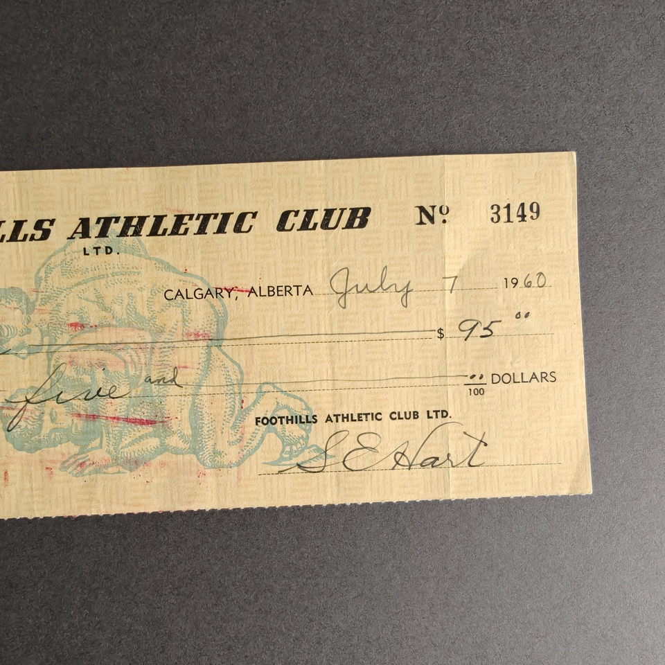 Stu Hart Stampede Wrestling Signed Pay Off Check Cheque Autograph WWE ...