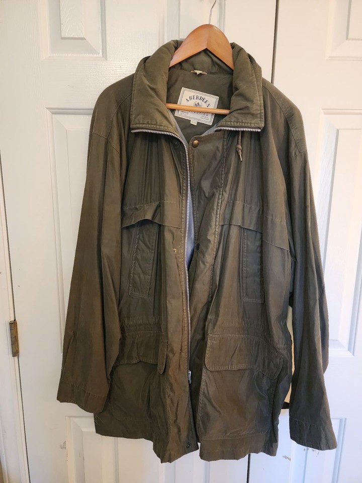 Aberdeen Men's Light Jacket-Size XL-Zipper-4 Snap-Green-Hood w/hook ...