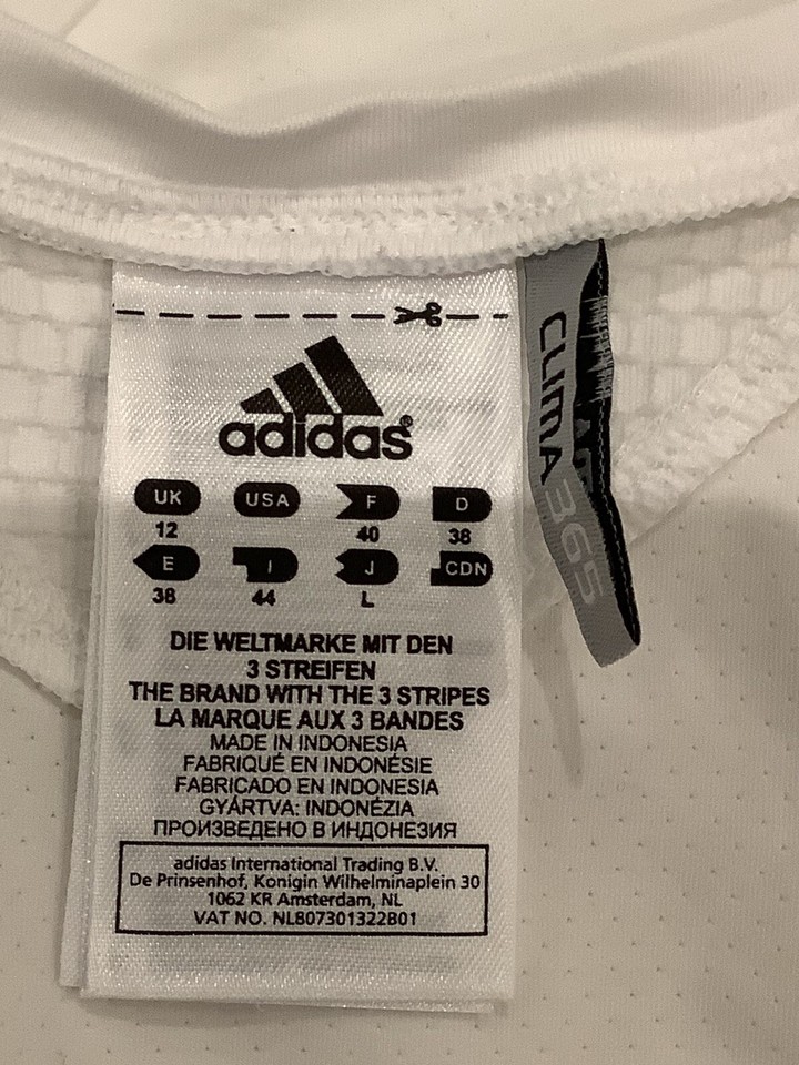 Adidas Clima365 Vest Top Clima Cool Size 12 White With Adidas Logo ...