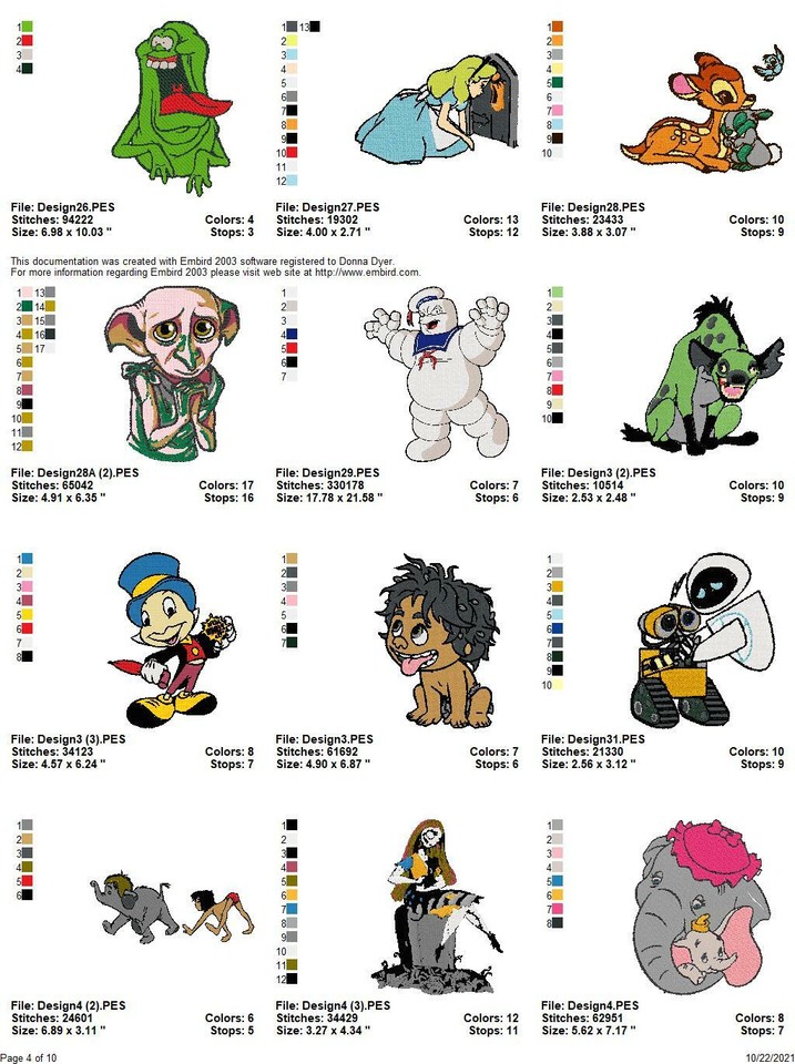 5000+ ANIMATED MOVIE CHARACTER BUNDLE Embroidery Machine Designs PES ...