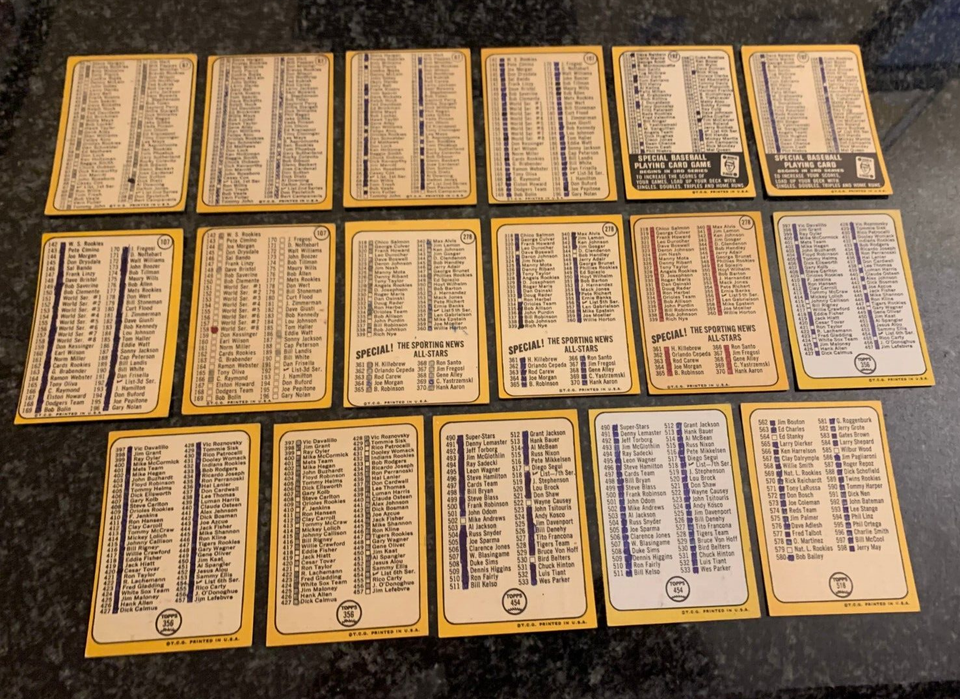 1968 Topps Baseball CHECKLISTS LOT..............................17 ...