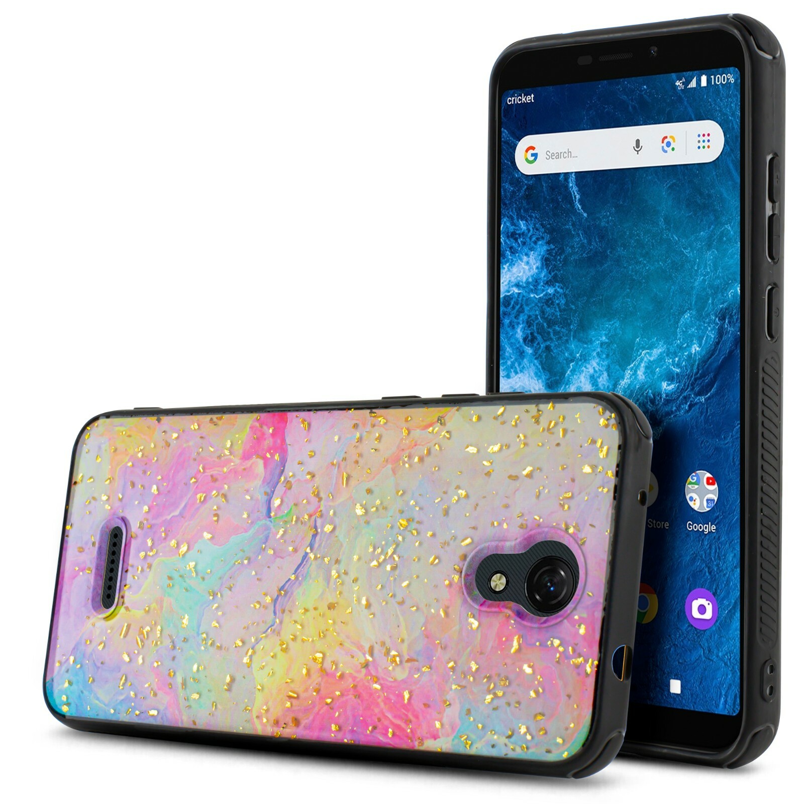 Bundle+For Cricket Icon 2 (U325AC), Chrome Flake Hybrid Shockproof ...