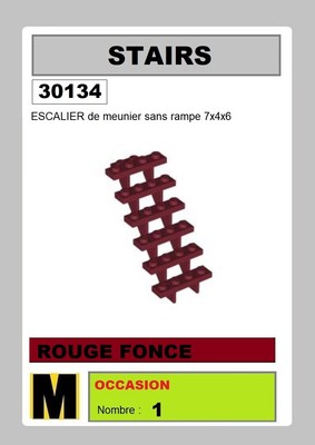 x1 LEGO STAIRS 7x4x6 Straight open - 30134 - ROUGE FONCE | eBay