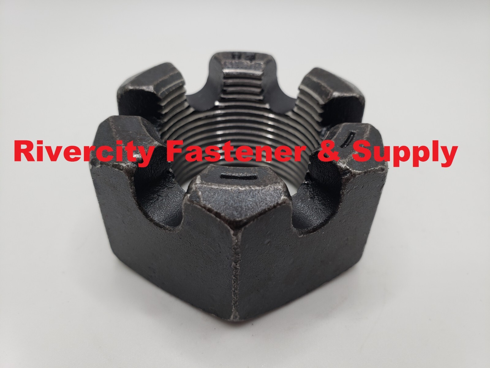 (1) 1-1/2-12 Slotted Hex Castle Nut Grade 8 Lock Nut 1-1/2x12 Black Nut ...