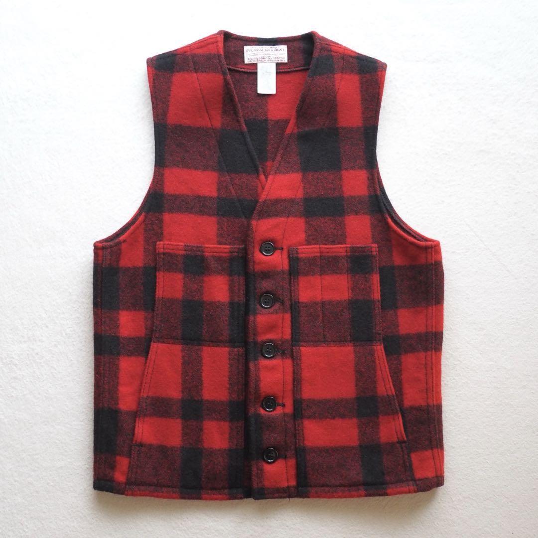 FILSON GARMENT USA made Mackinaw wool vest, red check… - Gem