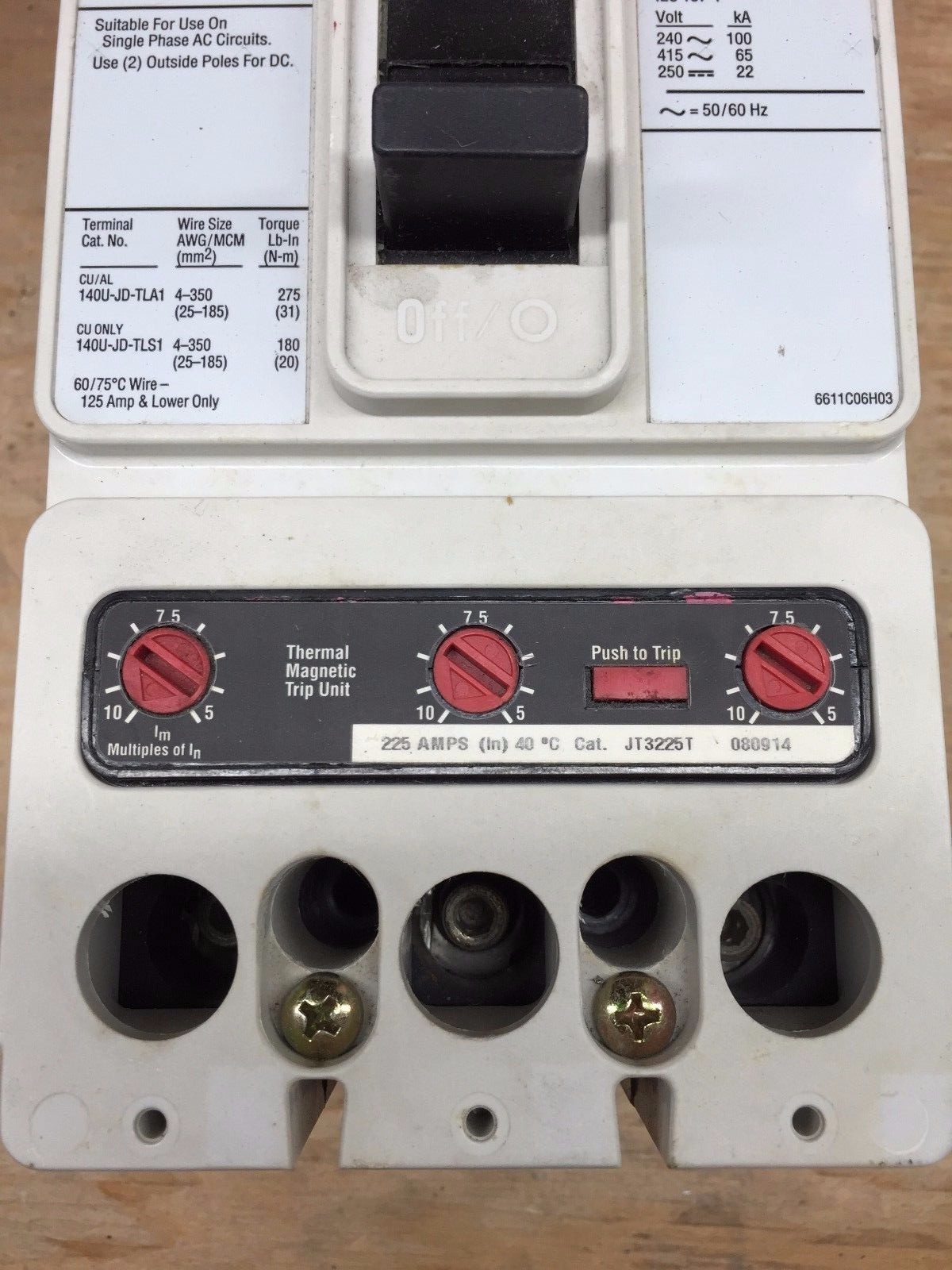 140U-JD6 Allen Bradley Circuit Breaker 225A | eBay