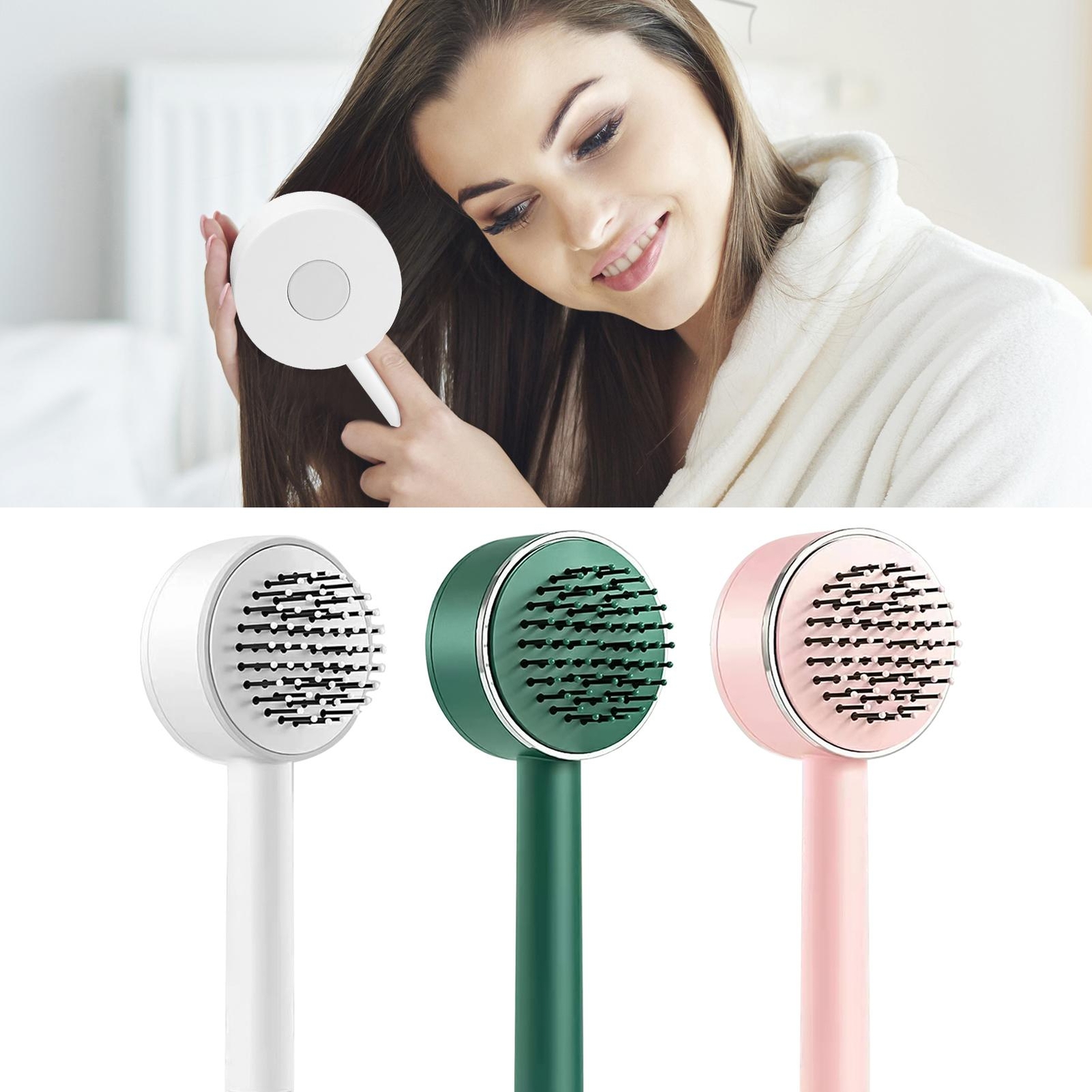 Self Cleaning Hair Brush For Women Men Girl Boys Self Clean Comb Tool ...