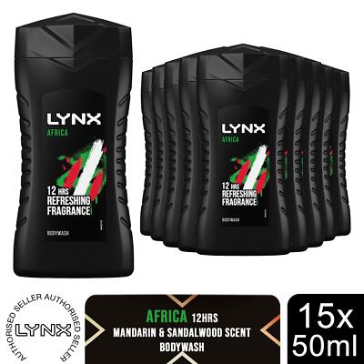 Lynx Africa Refreshing Energy Boost Shower Gel Body Wash, 15x 50ml | eBay