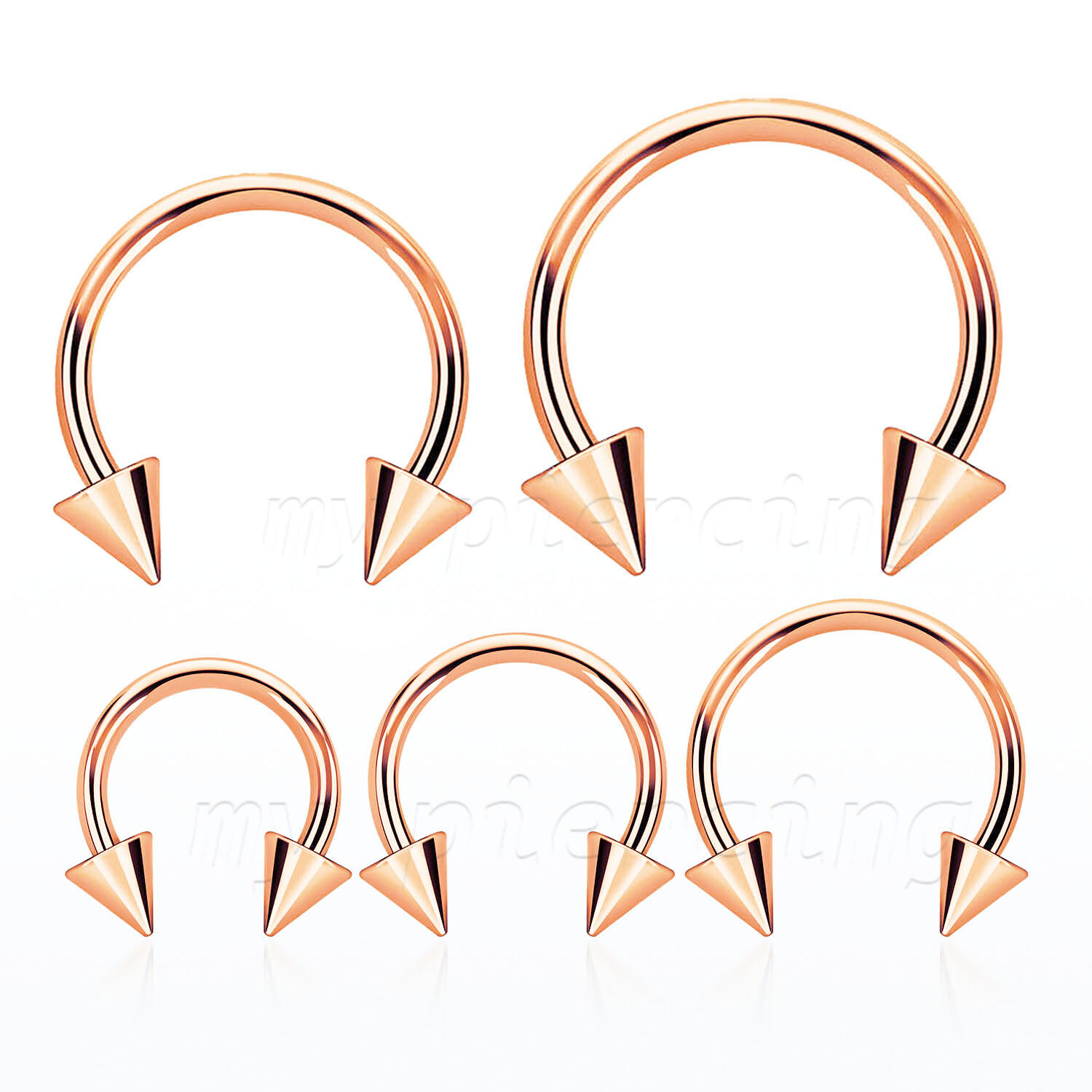 2pcs Rose Gold Plated Surgical Steel Spiked Horseshoe Circular Ear ...