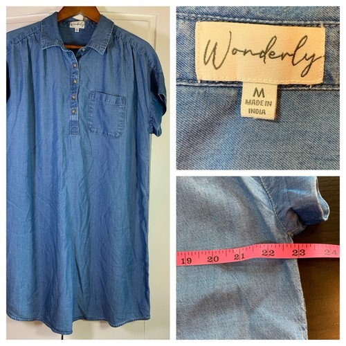 Wonderly Dress Women’s Medium Popover Shift Chambray Dolman Oversized Office | eBay