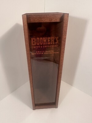 Booker's Small Batch Bourbon Wooden Bottle Box and Sliding Glass Window ...