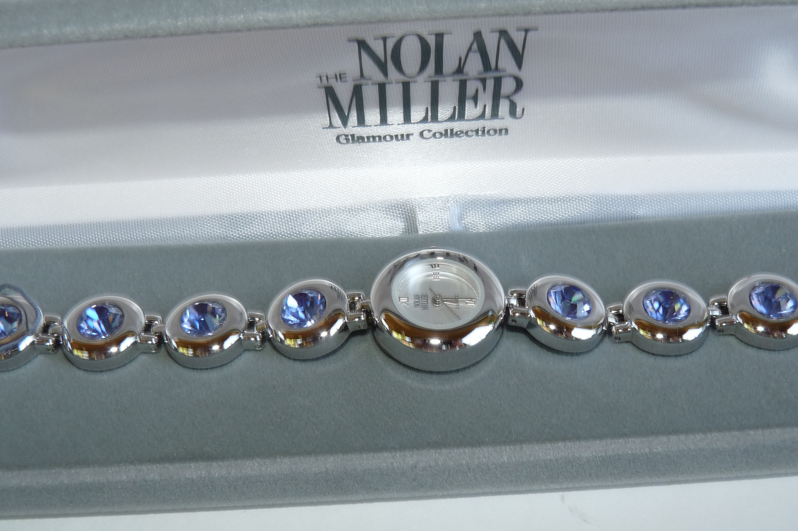 Nolan Miller Glamour Collection Watch Amethyst Purple Stones Bracelet ...
