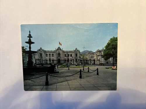 Vintage Postcard Lima Perú Buildings Flag Water Fountain Architecture ...
