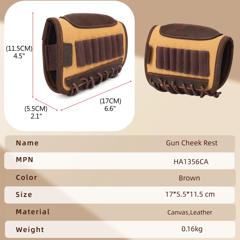 Tourbon Canvas Ammo Pouch Holder Range Shooting Cheek Rest Rifle ...