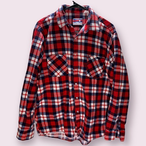 Vintage American Edition Flannel Shirt Men's Large Red Plaid Long ...
