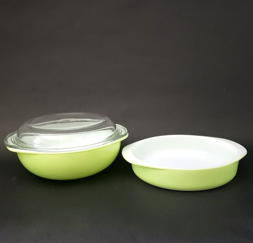 Vintage PYREX Lime Green Round Casserole Dishes with Lid Set of 2 ca ...