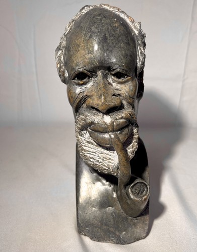 Stone Sculpture Figurine Man Smoking Pipe Home Decor | eBay