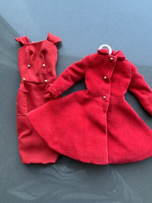 Vintage Barbie Red Velvet Coat Jacket & Sheath Sensation Dress 1961 ...