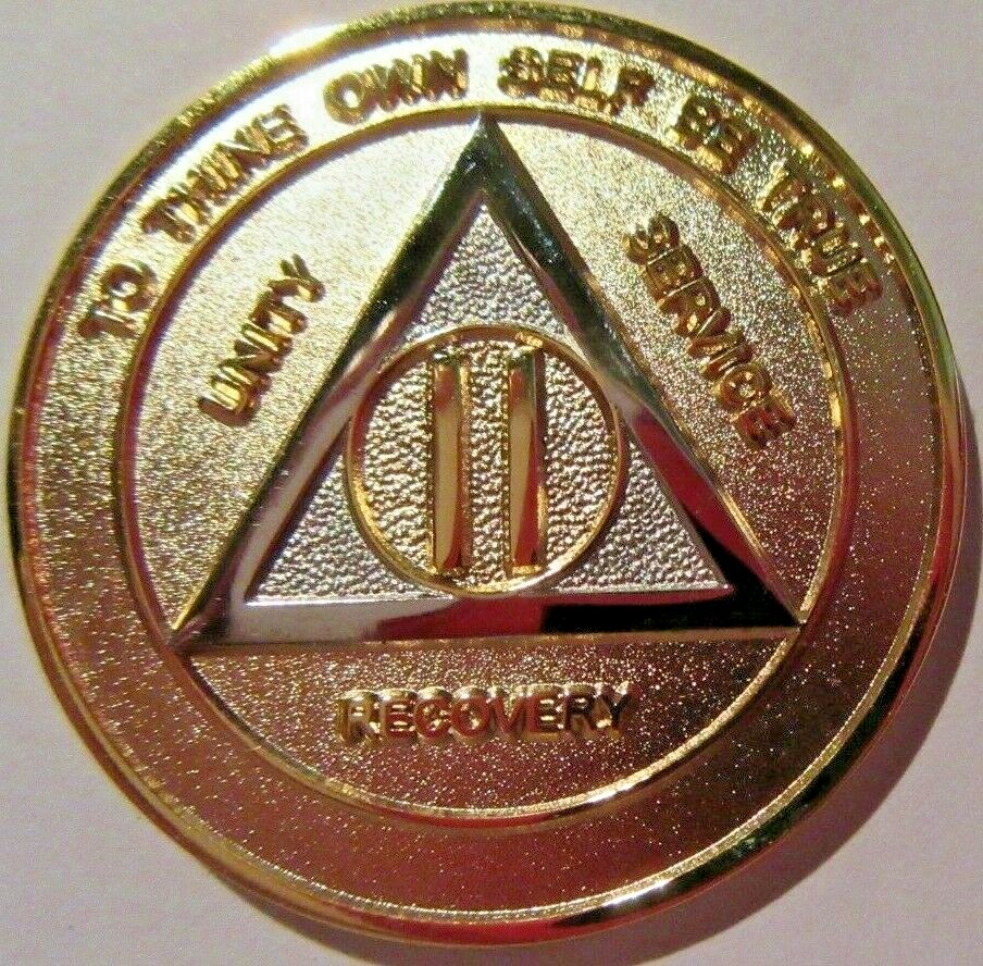 Gold Silver Alcoholics Anonymous AA 2 Year Medallion Coin Chip Token ...