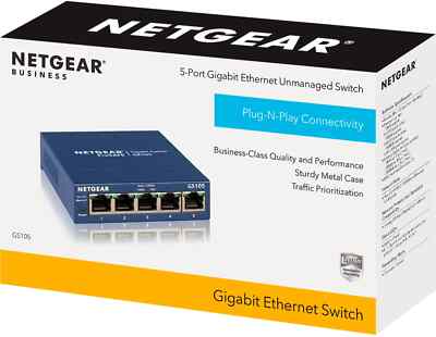 NETGEAR ProSafe GS105 5 Port Gigabit Desktop Switch New in Wrapper ...