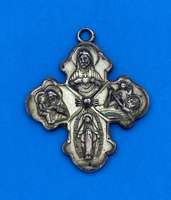 Vintage Catholic PPC Sterling Silver 4 Way Protection Cross Religious ...
