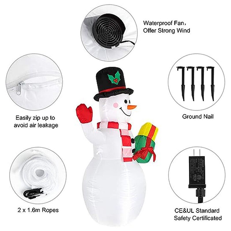 5ft Christmas Inflatables Snowman Outdoor Yard Rotating LED Blow Up ...