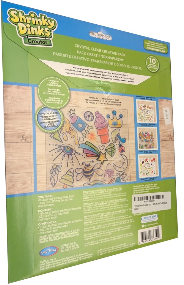 Shrinky Dinks Creative Pack 10 Sheets Crystal Clear Kids Art and Craft ...