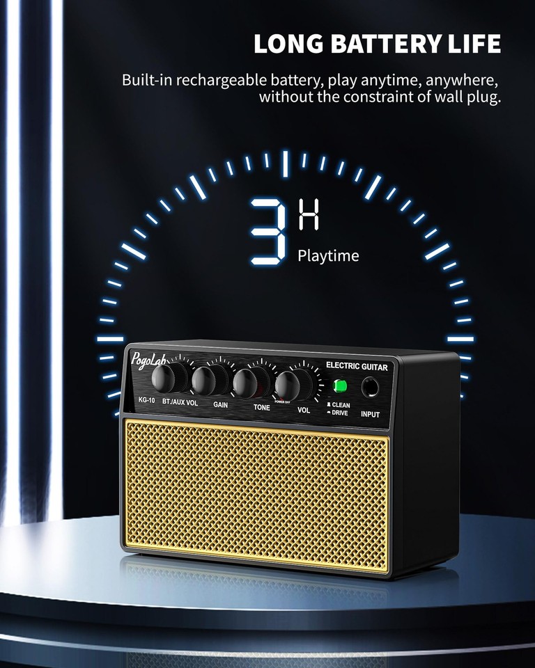Mini Guitar Amp 10W, Rechargeable Guitar Amp for Guitar, Bluetooth ...