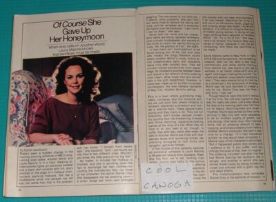 TV GUIDE ARTICLE~ACTRESS LAURA MALONE is BLAINE CORY ANOTHER WORLD SOAP ...